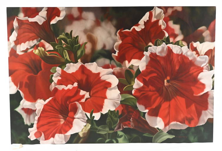 Winifred Godfrey Painting, "Red Petunias". (#0010) on Apr 16, 2022 | Direct Auction Galleries in IL