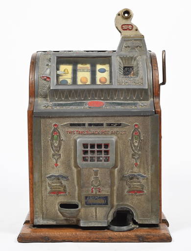 Antique Mills Gooseneck 10 Cent Slot Machine.