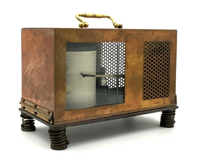 Antique English Hand Held Seismograph Machine.