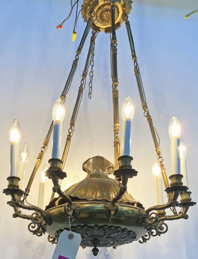 Solid Brass Early 10 Light Fixture.