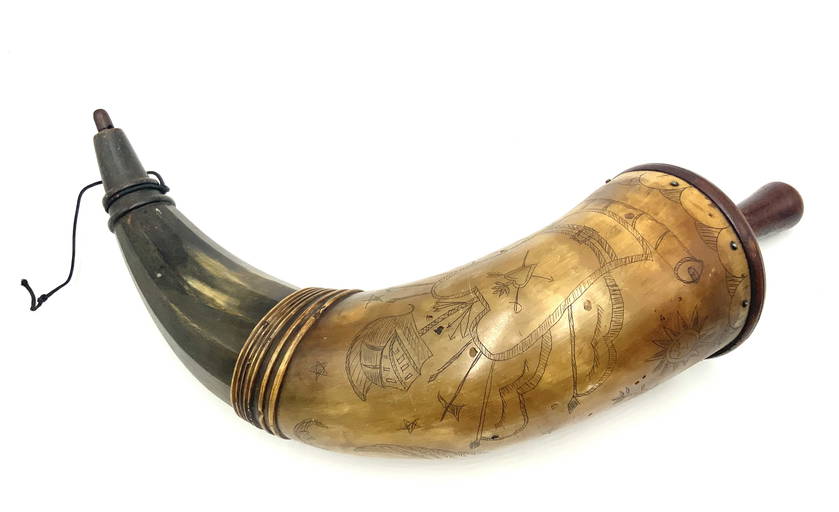 Etched British Powderhorn w/ Double Eagle. - Oct 01, 2022 | Direct ...