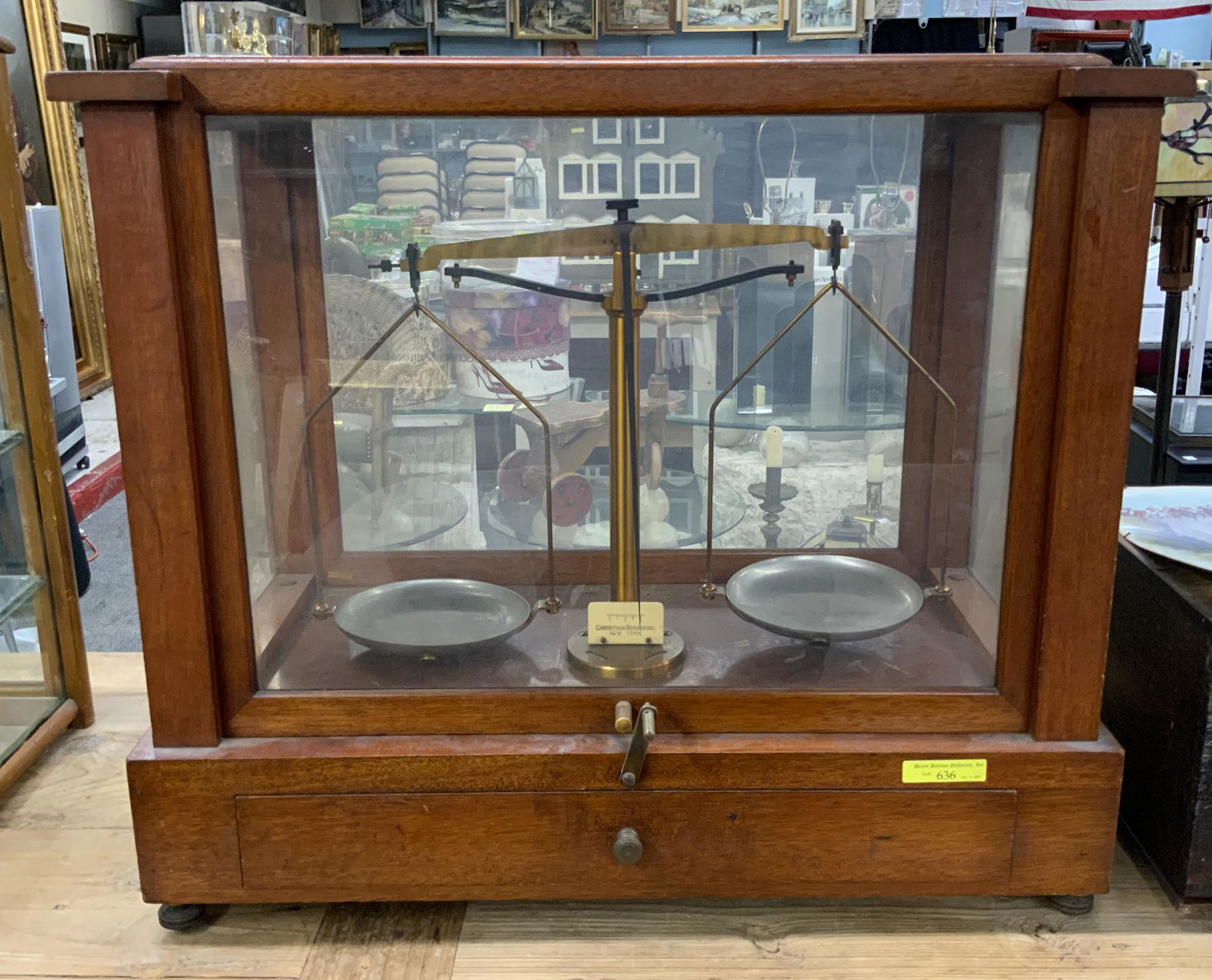 Christian Becker Cased Labratory Balance Scale.