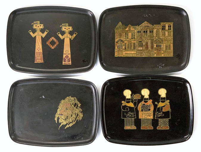 Lot of 4 Vintage Couroc Rectangular Serving Trays. (#0332) on Dec 31 ...