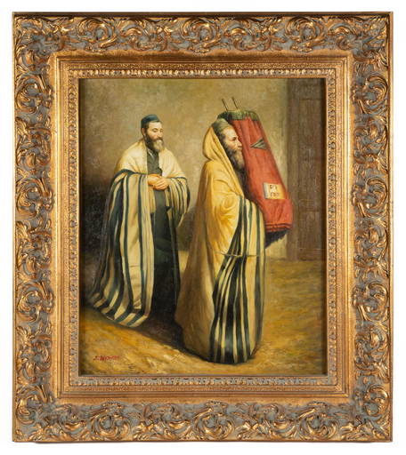 Painting of 2 Rabbis with Torah Sgd. J. Baranger. (#0234) on Dec 31 ...