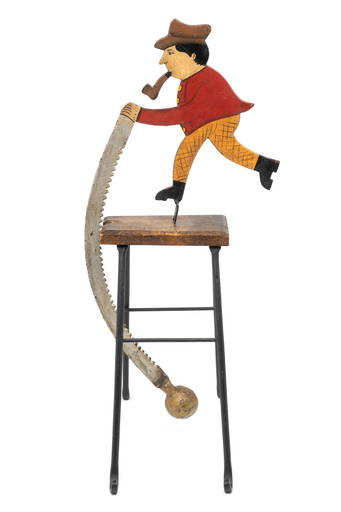 Folk Art Type Lumberjack Pendulum Figure.
