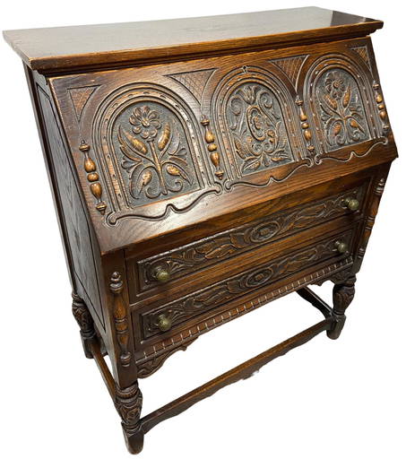 Antique Carved Gothic-Style Oak Dropfront Desk. (#0581) on Dec 31, 2022 ...