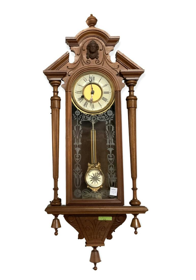 Antique F. Kroeber Time Only Wall Clock.