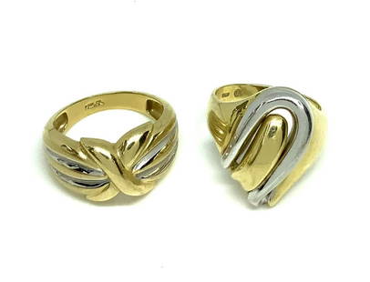 Vior Italy 14k Yellow & White Gold Wide Band Ring