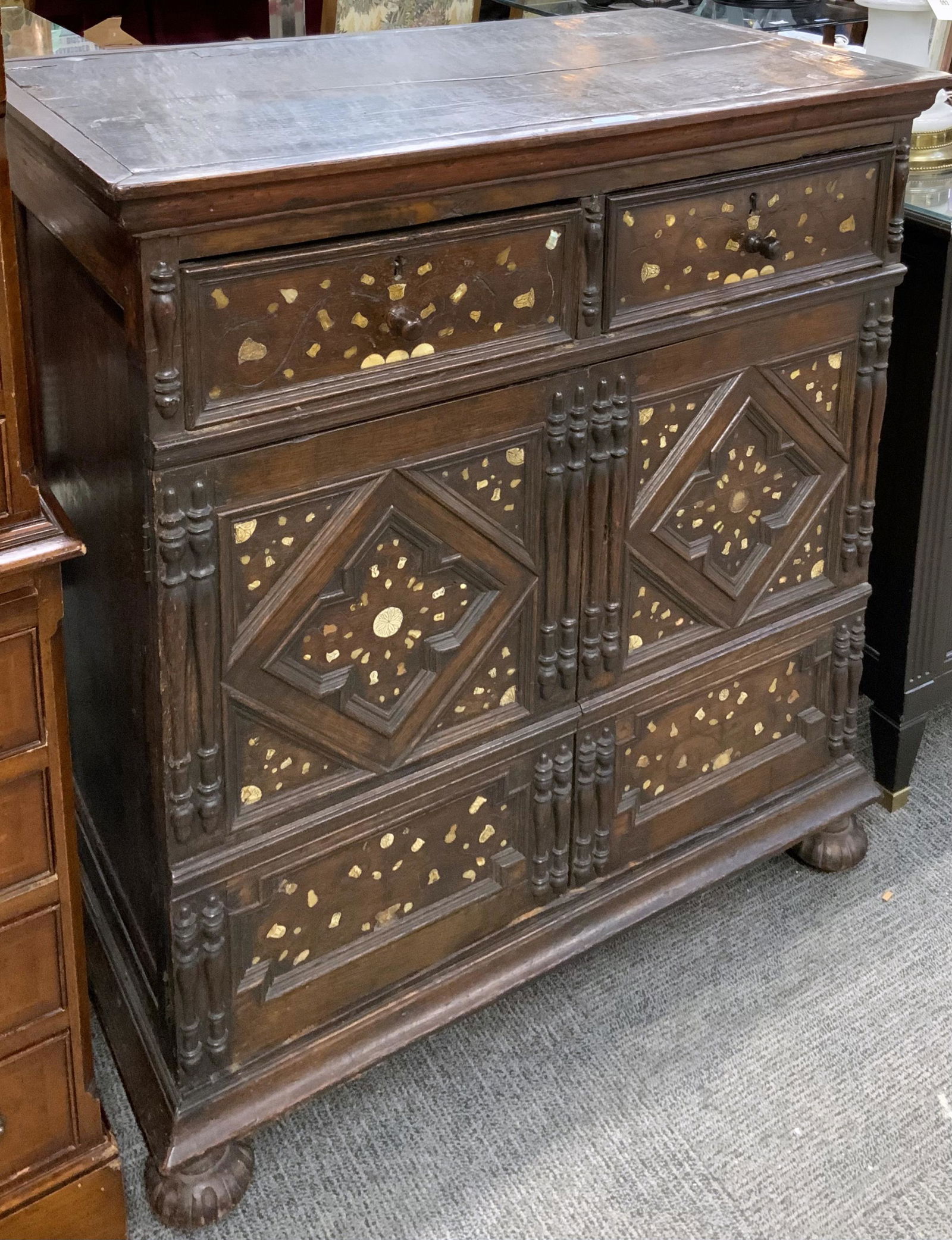 Bone & Mother of Pearl Inlaid Asian Oak Chest. - Mar 11, 2023 | Direct ...