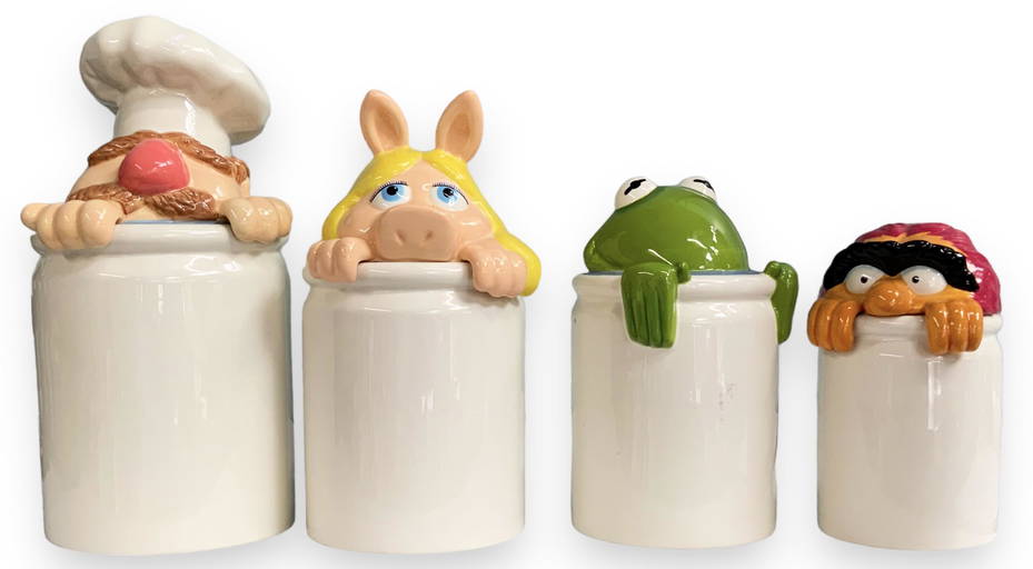 Set Of 4 Jim Henson Muppet Kitchen Canisters.