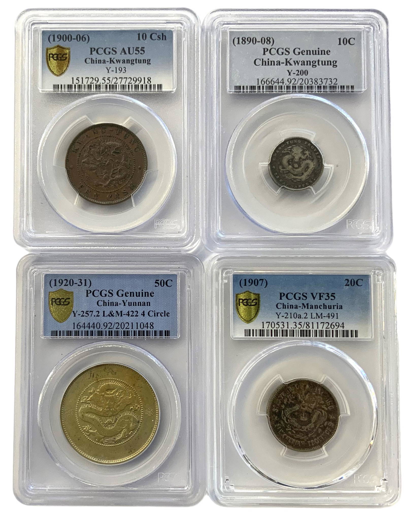 Lot Of Four Chinese Slabbed Pcgs Coins. Auction