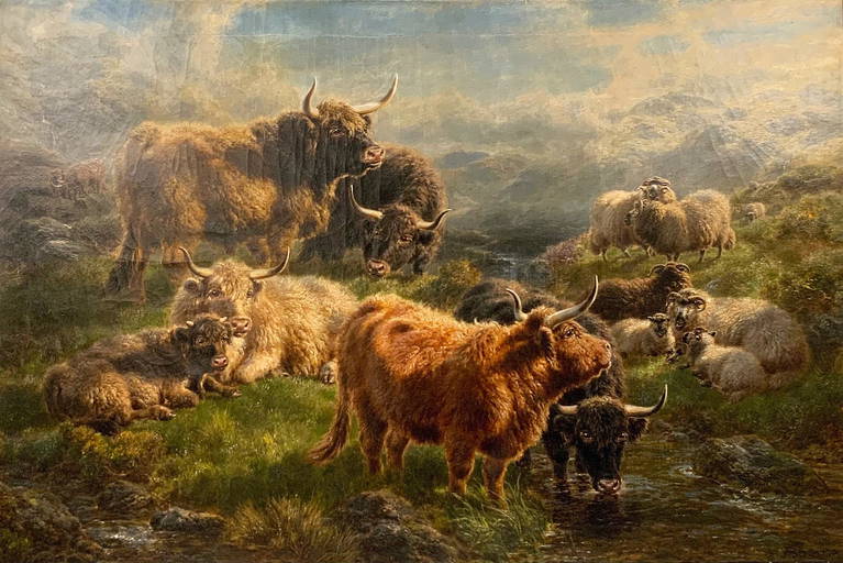 Very Large Painting Of Cows By William Watson.