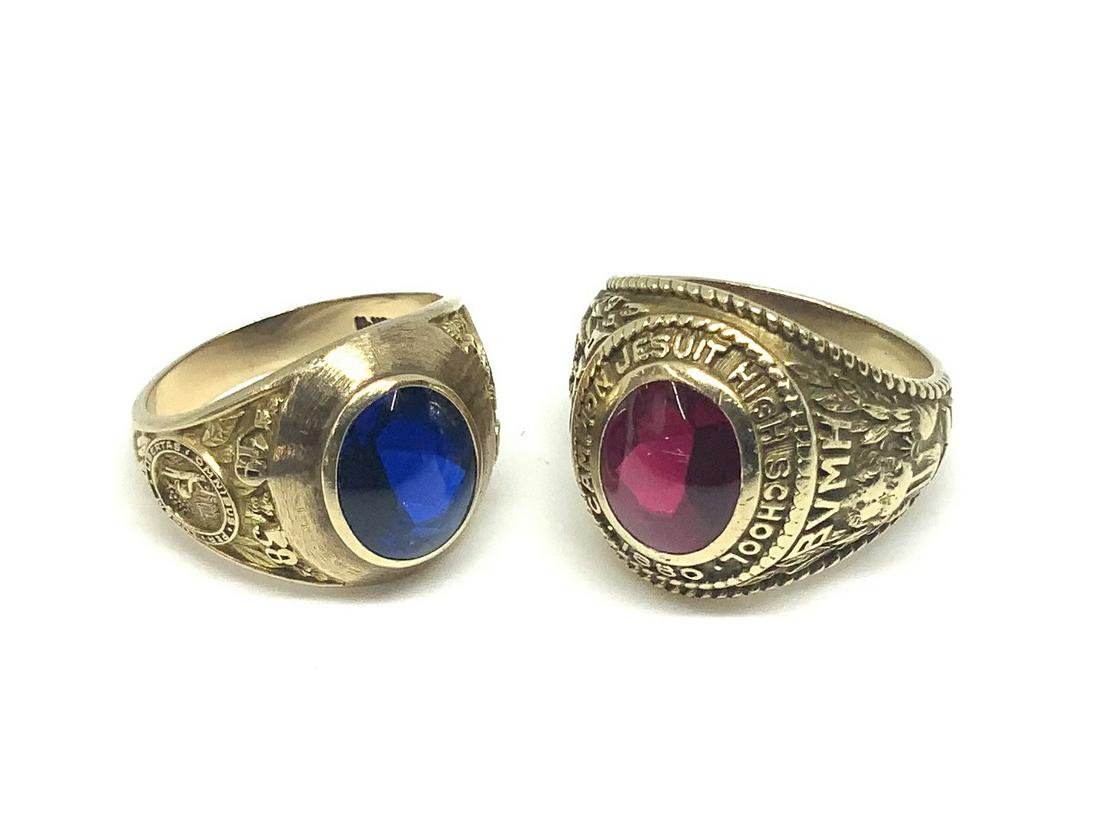 Lot Of Two 10k Large Vintage Men's Class Rings. Auction