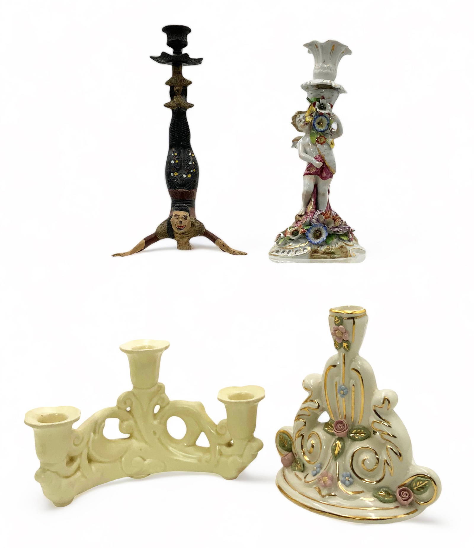 Lot: 4 Candlesticks- Cowan, Schierholz, Etc. Auction