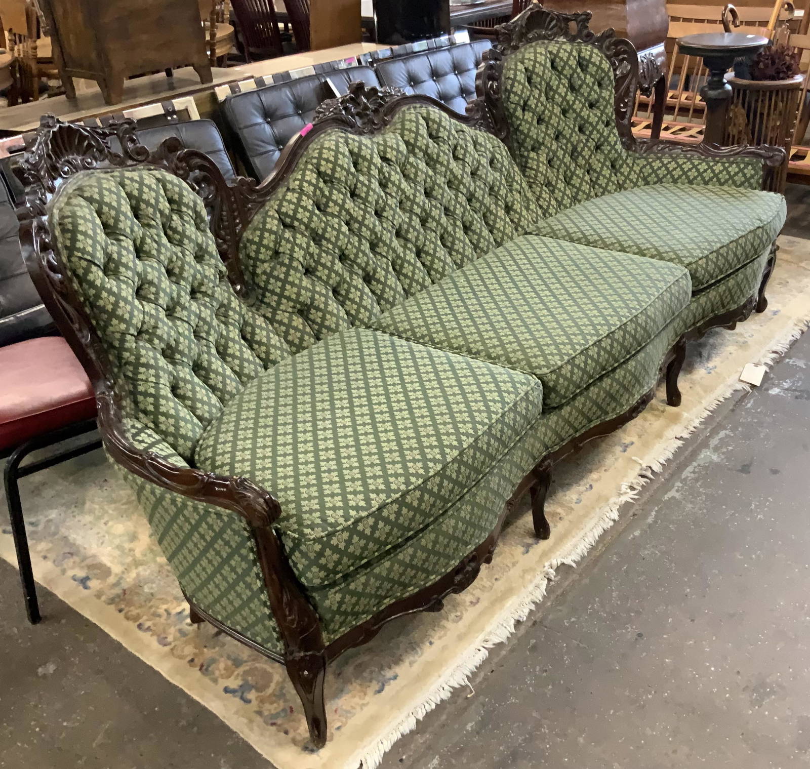 Vintage Carved Wood Frame Sofa. Auction