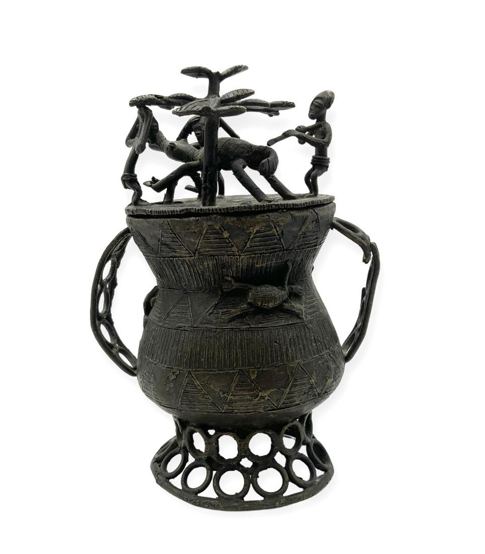 African Ashanti ? Cast Bronze Kuduo Container. Auction
