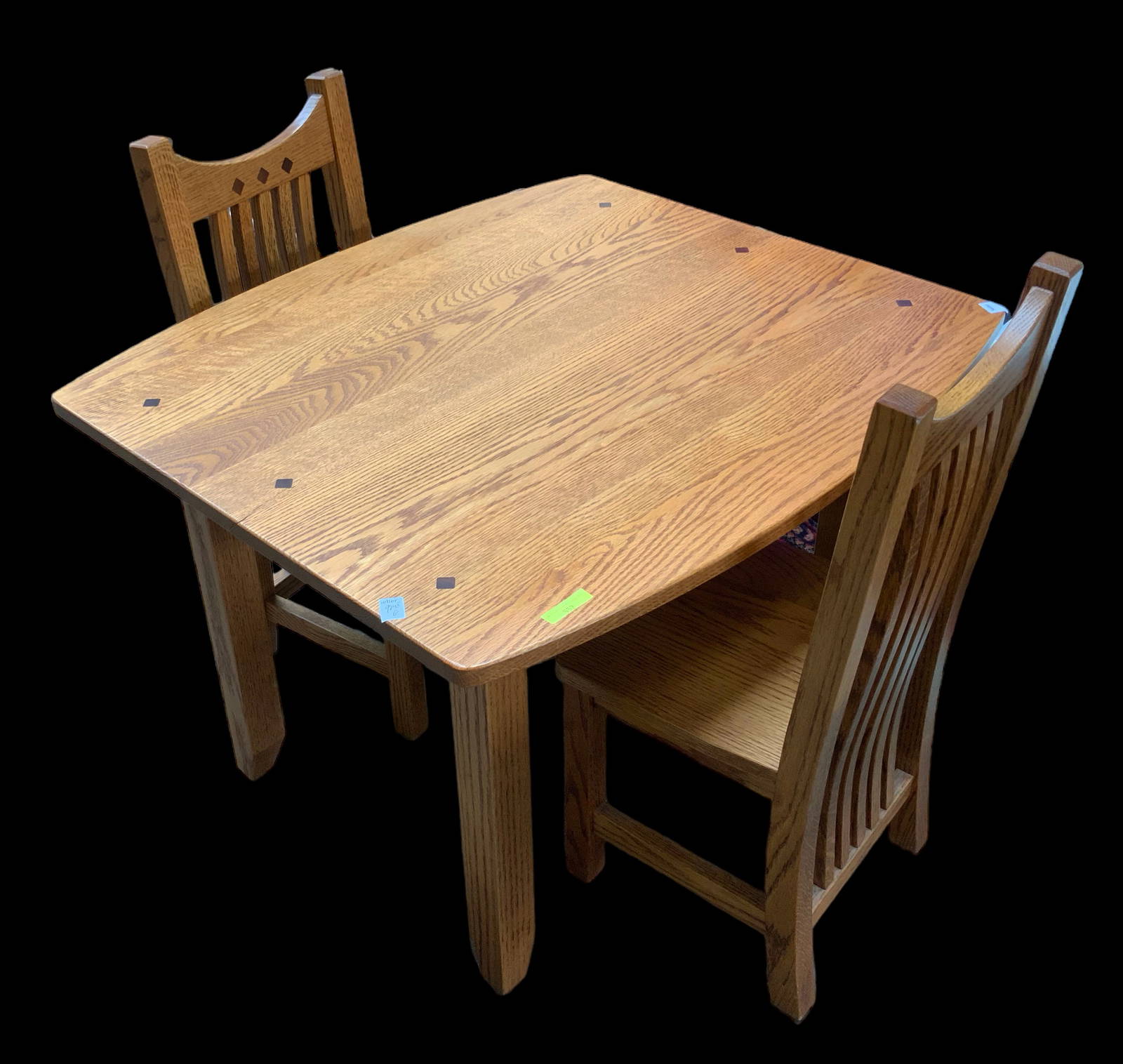 Child's Oak Table With Two Chairs. Auction