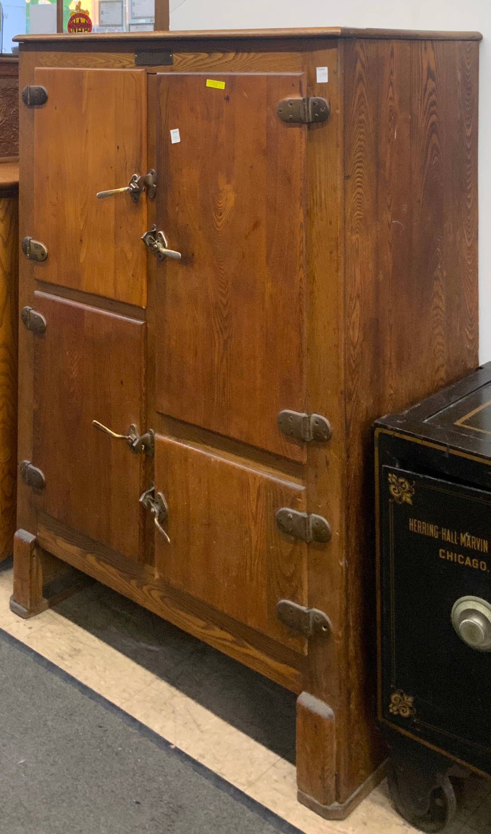 Antique Oak Wood Ice Box. Auction