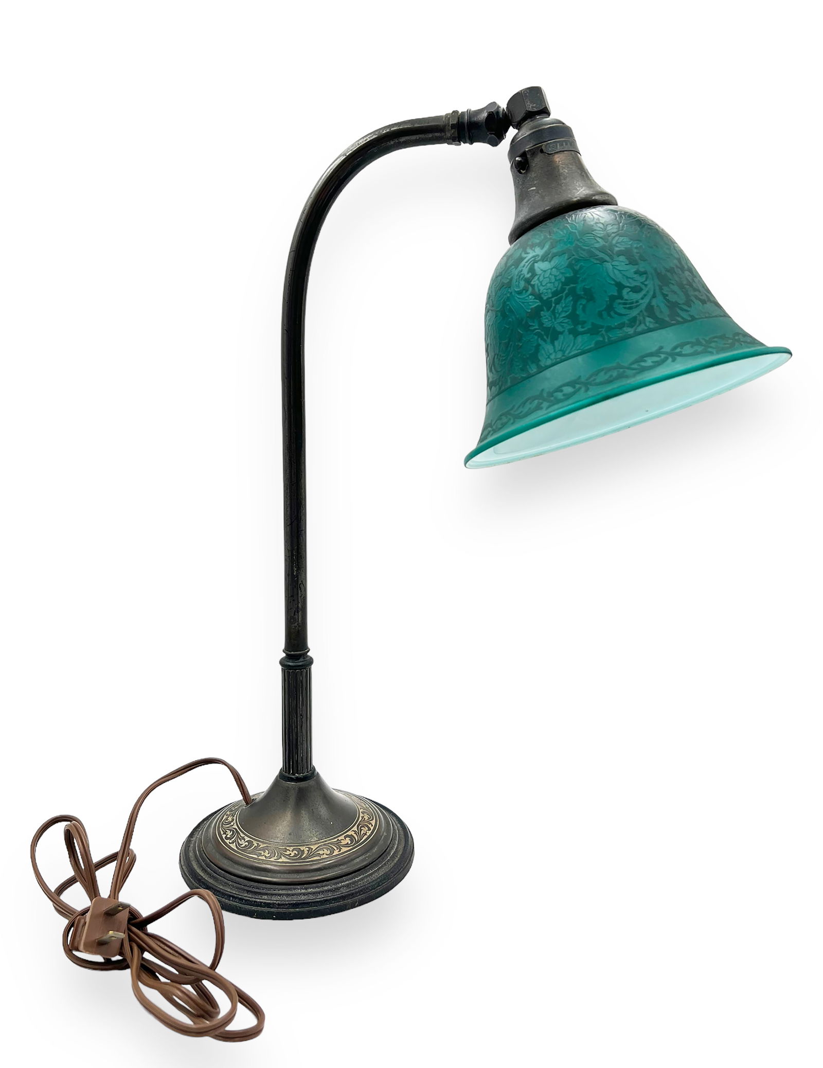 Bellova Art Deco Desk Lamp W/ Emeralite Shade. Auction