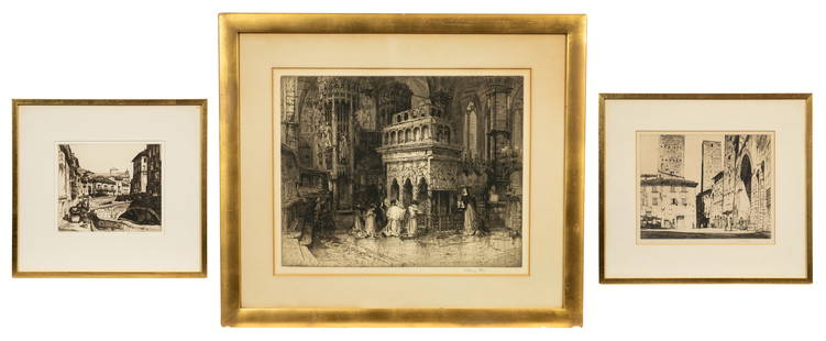 Lot 3 Signed Etchings Of Italian Cities