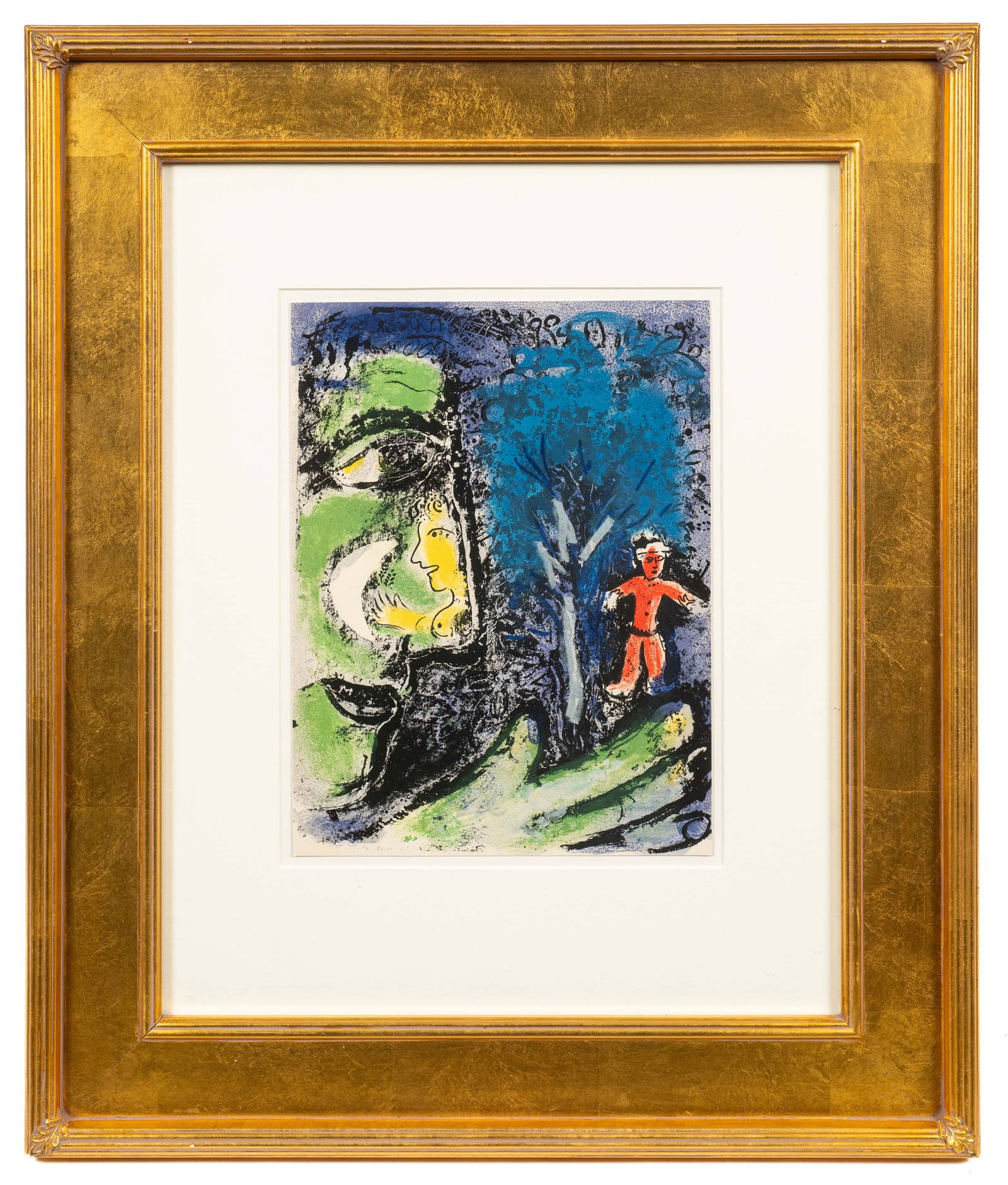 Marc Chagall Lithograph, Profile And Red Child. Auction