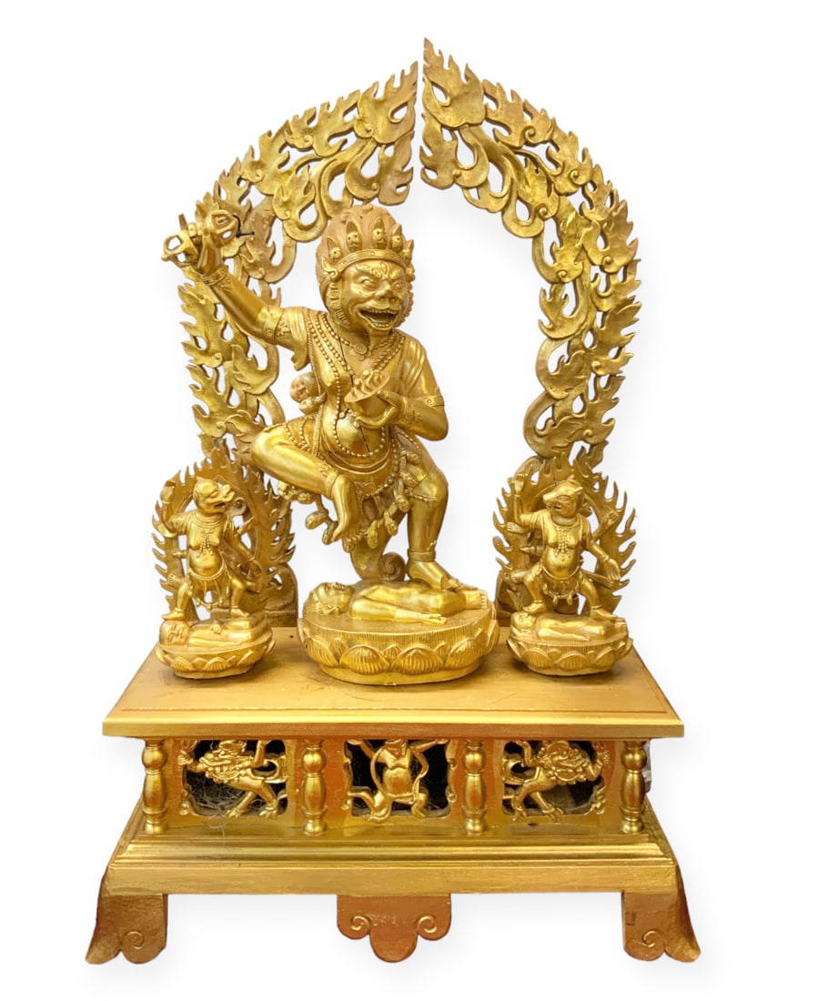 Large Gilt Wood Figure Of God Figure - Tibetan? Auction
