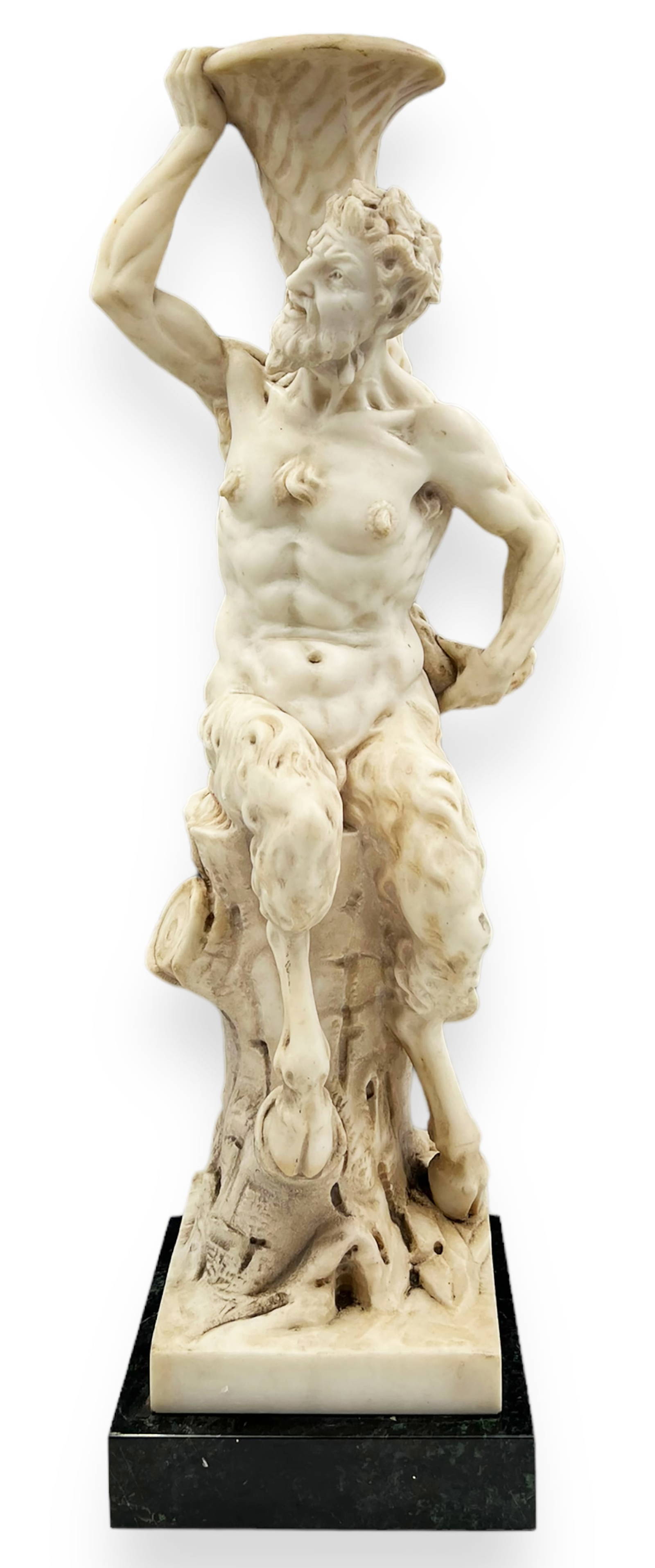 23" Marble Satyr Sculpture W/ Cornucopia. Auction