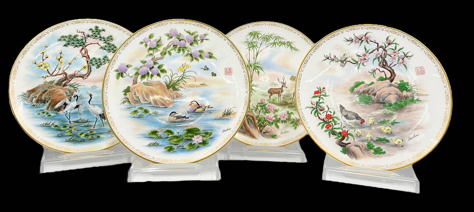 Set Of 4 Boehm "life's Best Wishes" Plates. Auction
