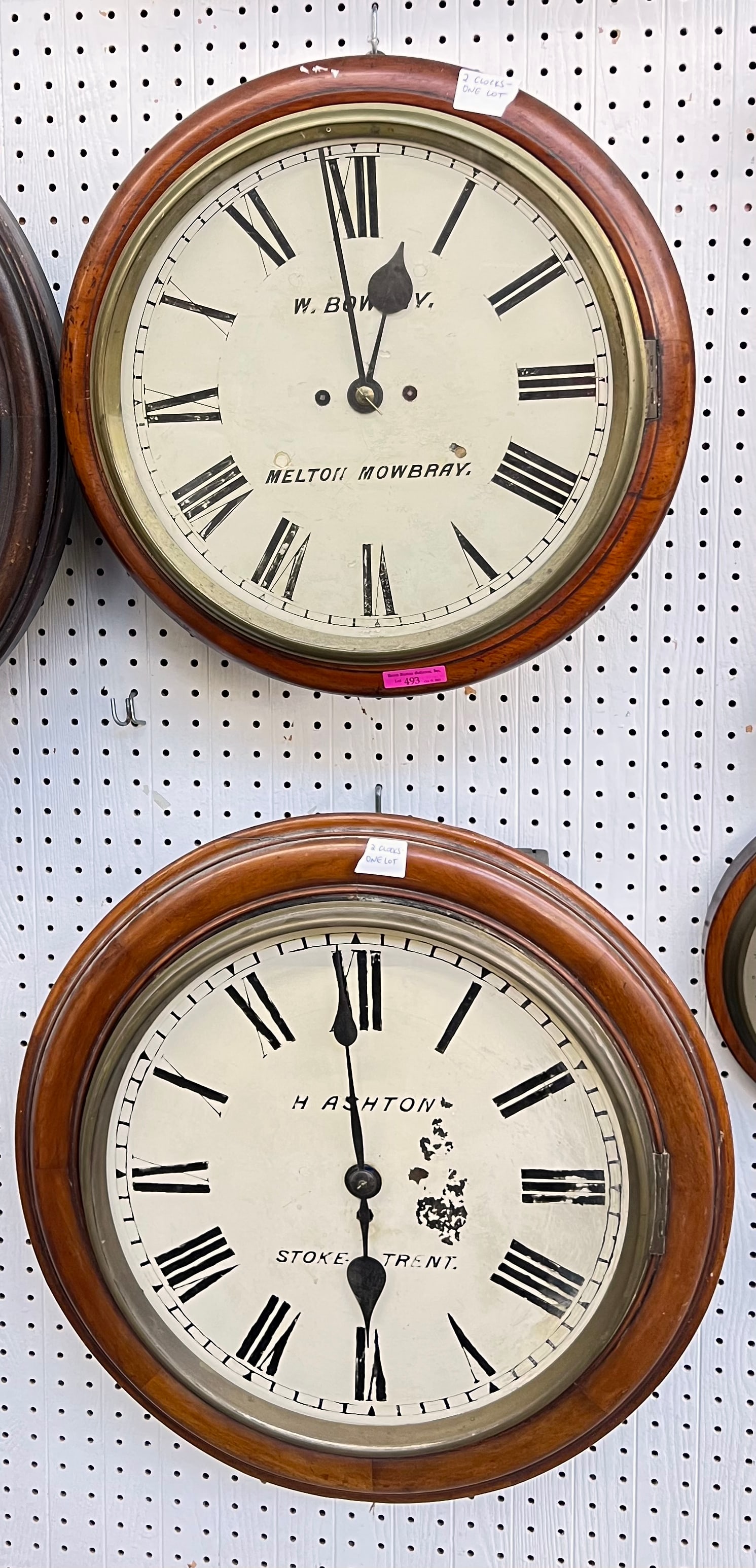 Lot Of Two Round Antique English Clocks. Auction