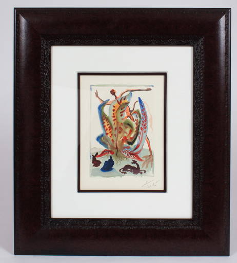 Purgatory 23 / Gluttony, Salvador Dali Woodcut.