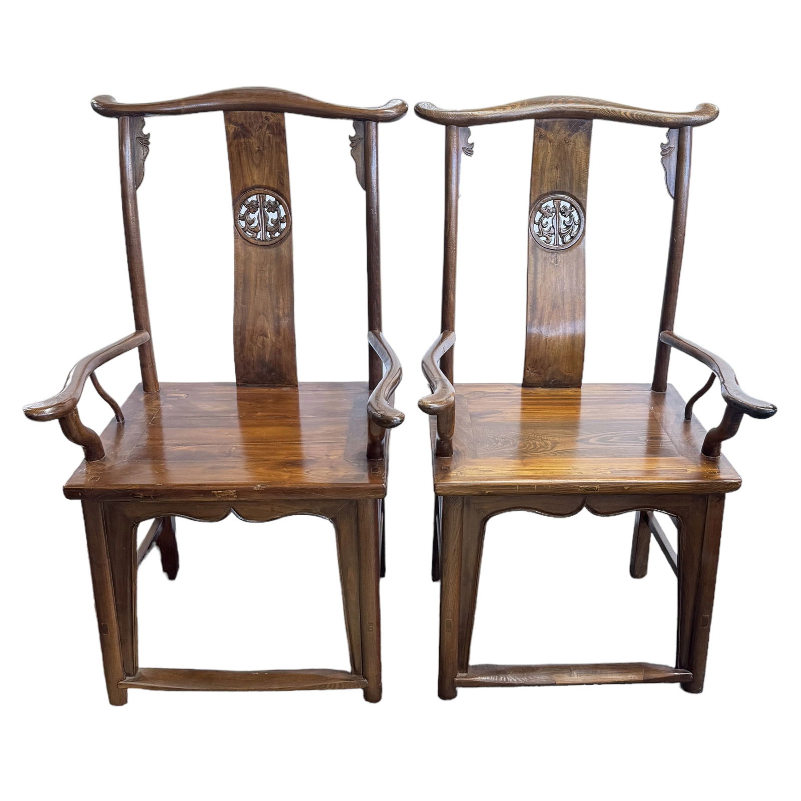Pair Of High Back Antique Carved Chinese Chairs. Auction