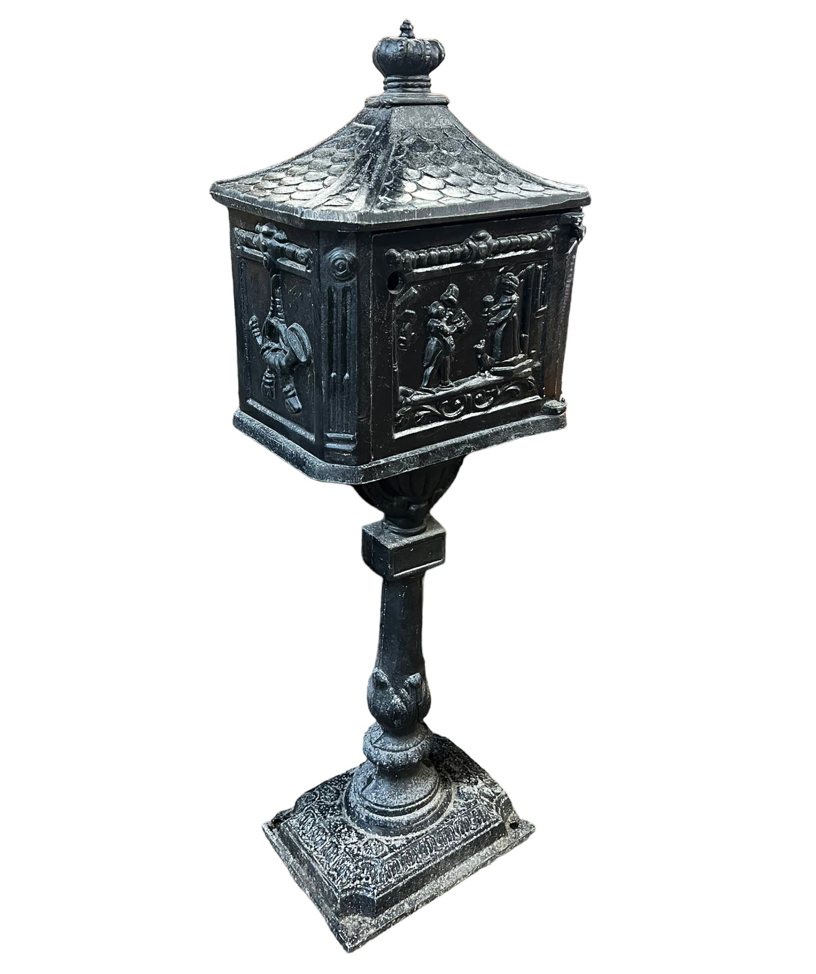 Vintage Cast Metal Pedestal Mailbox. Auction