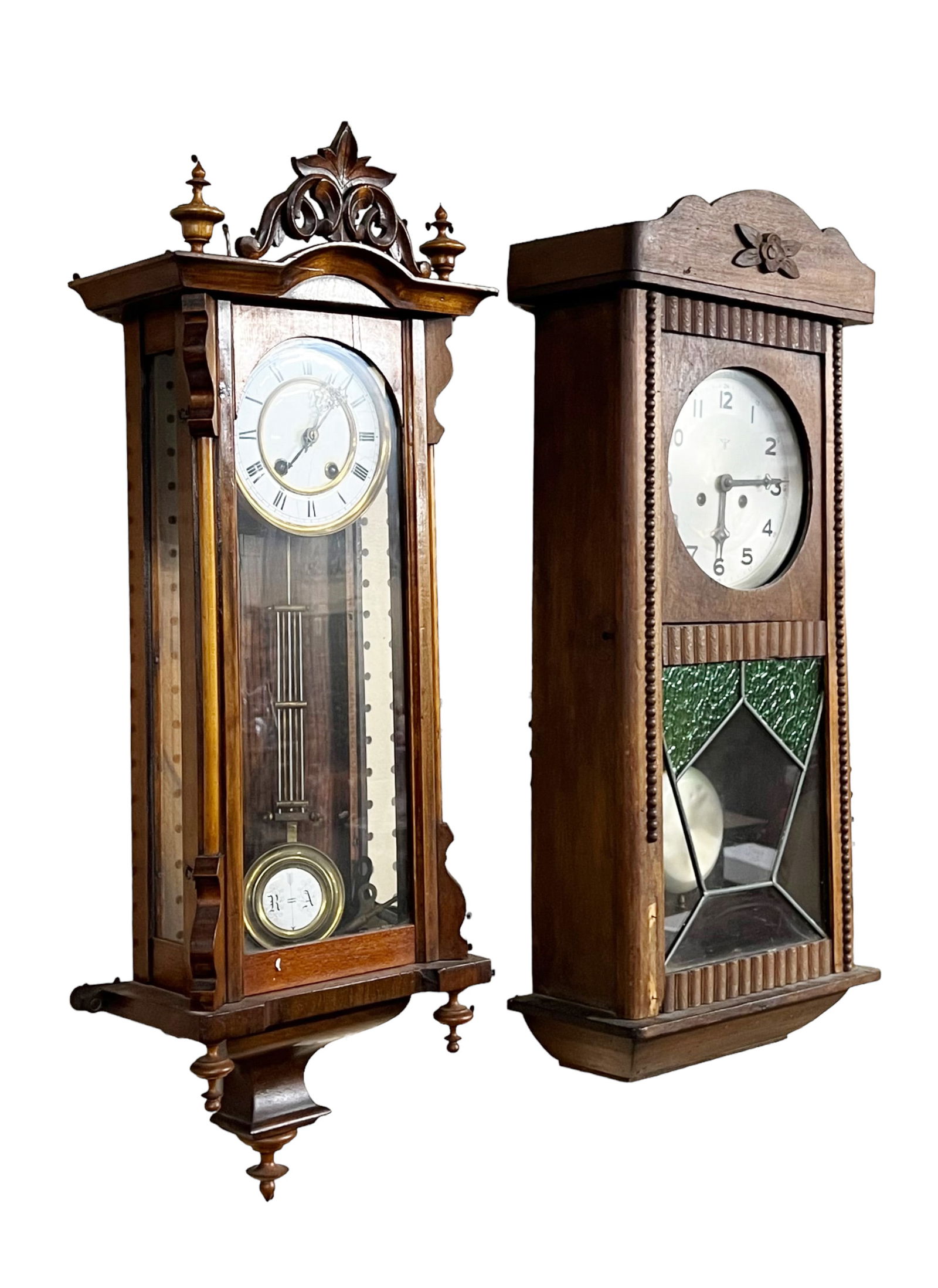 Lot Of 2 Vintage Wood Wall Clocks. Auction