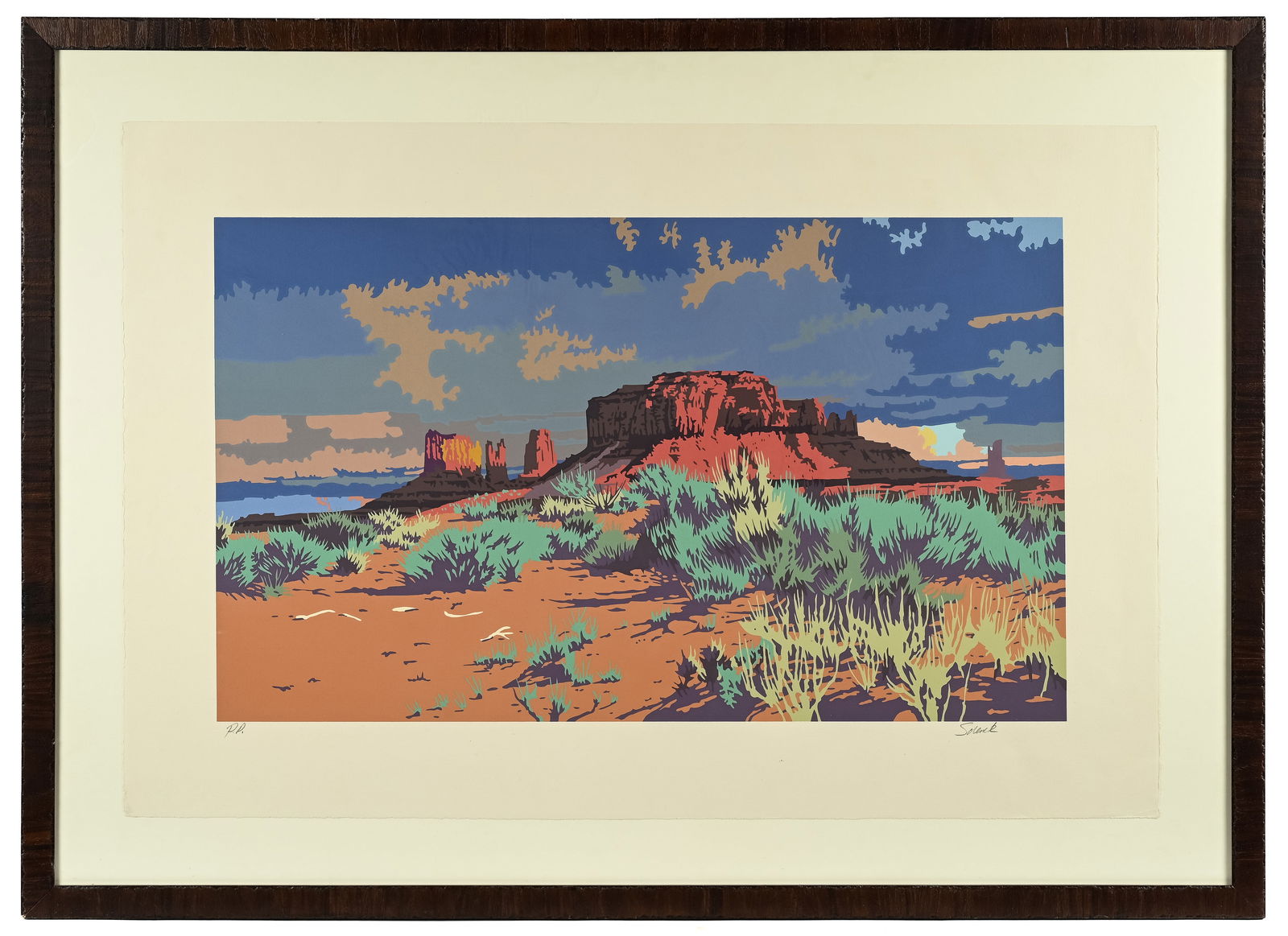 Lg. Western Landscape Serigraph By Billy Schenck. Auction