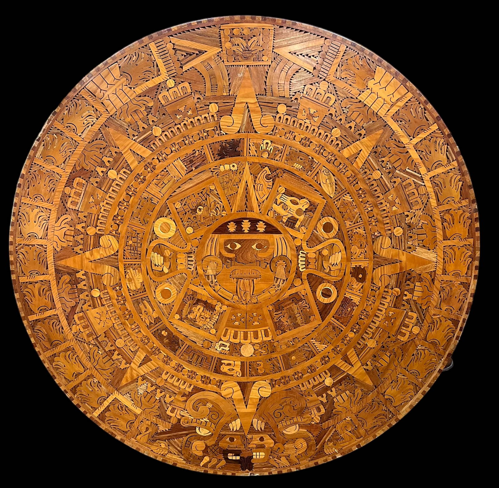 Aztec Calendar Inlaid Wall Decoration Or Table Top Auction