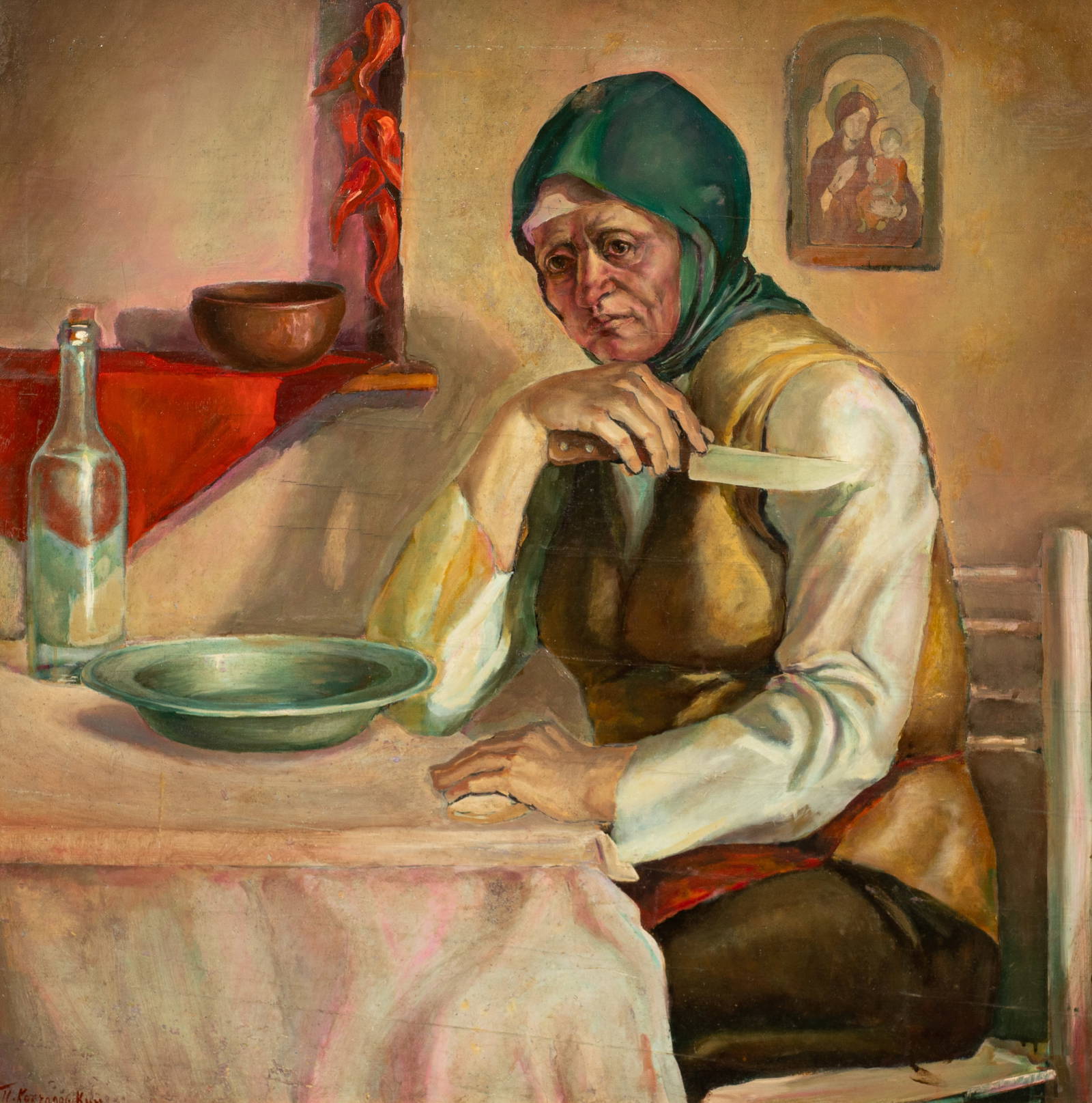 Portrait Of An Old Woman, Pyotr Konchalovsky. Auction