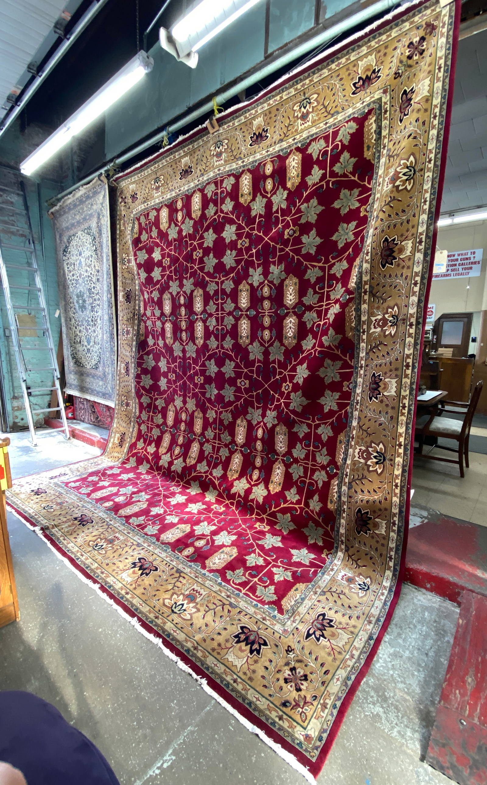 11' 9" X 14' 10" Red & Gold Indian Rug. Auction
