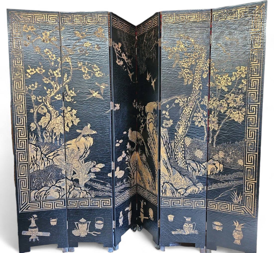 Tall Six-panel Asian Screen. Auction