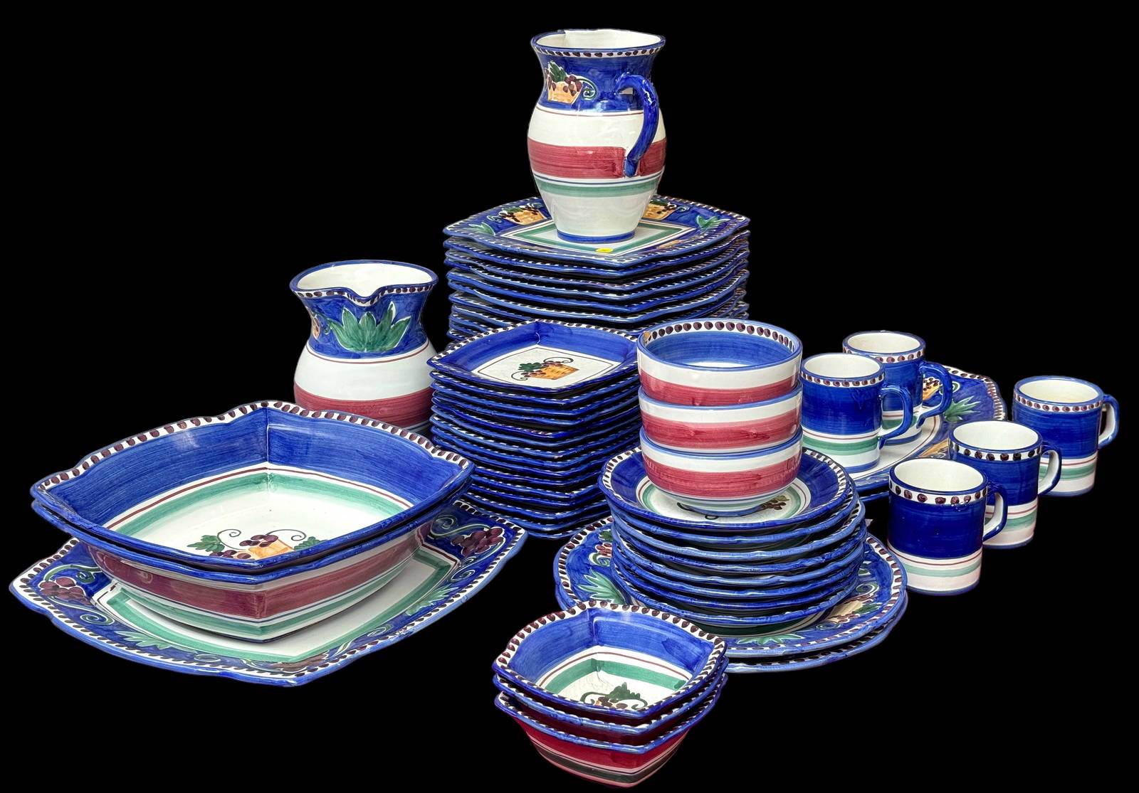 Solimene Italy Hand Painted Ceramic Dinnerware Set Auction