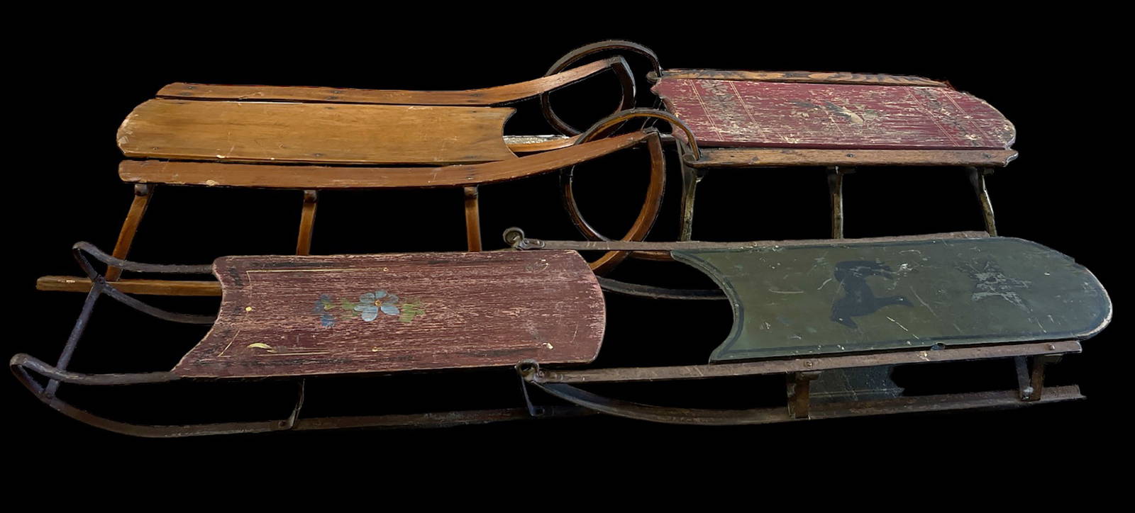 Lot Of Four Antique / Vintage / Primitive Sleds. Auction