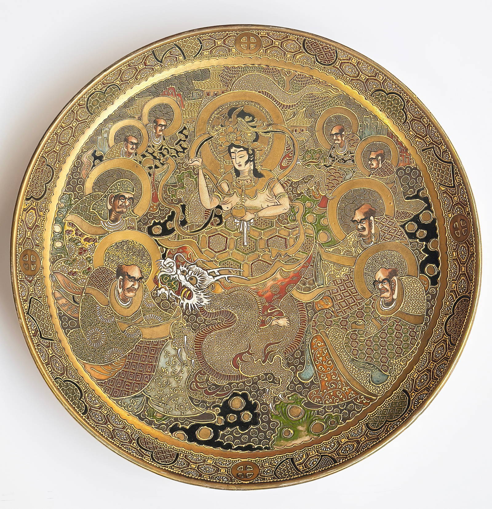 Massive Japanese Satsuma Immortals Charger. Auction