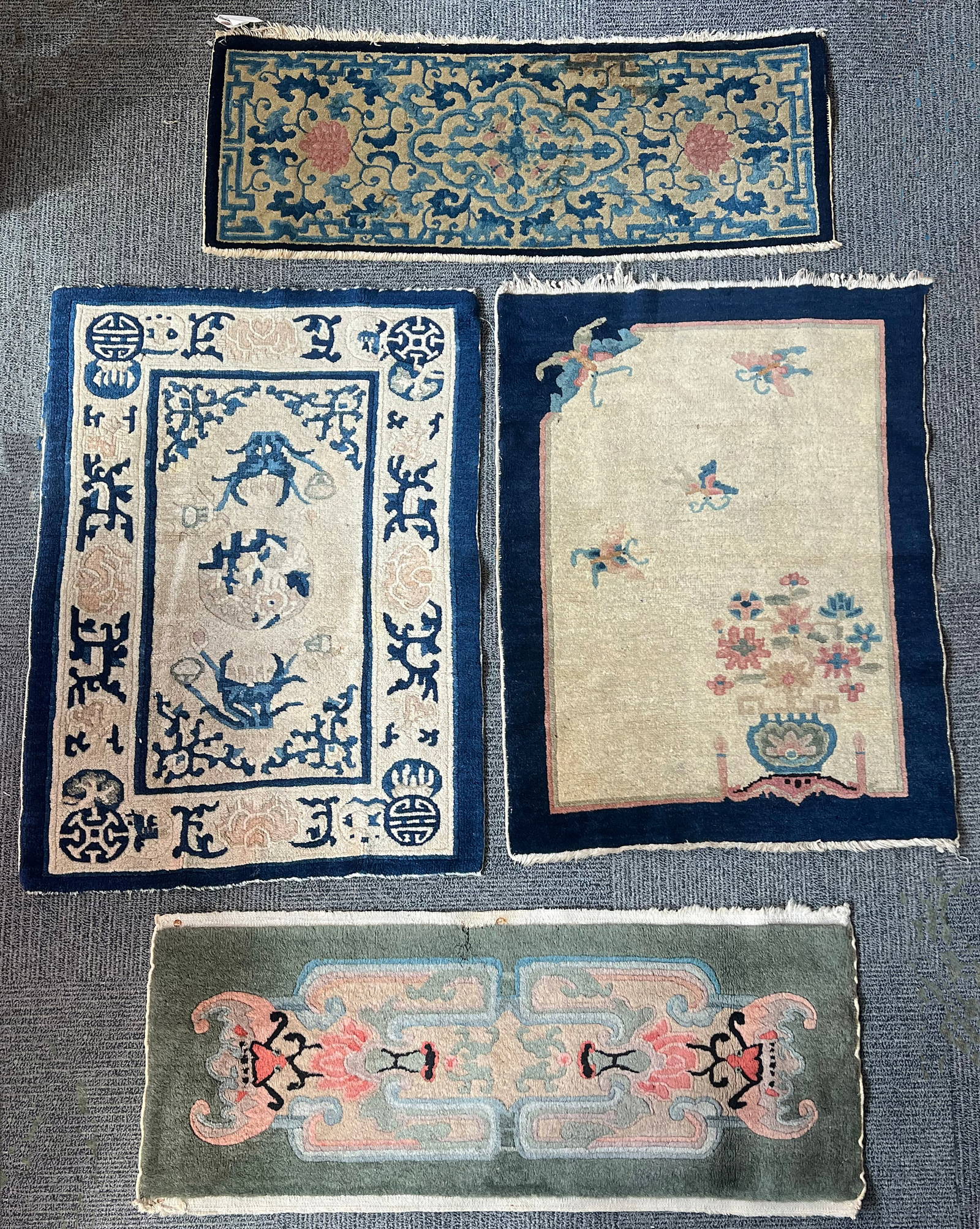 Lot Of 4 Vintage Chinese Mat Rugs. Auction