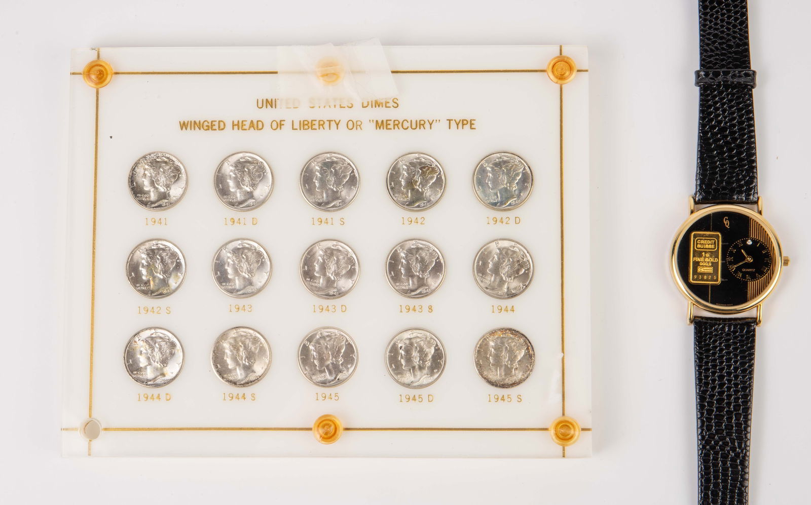 Consort 1 Gram Gold Ingot Watch & Mercury Dimes. Auction