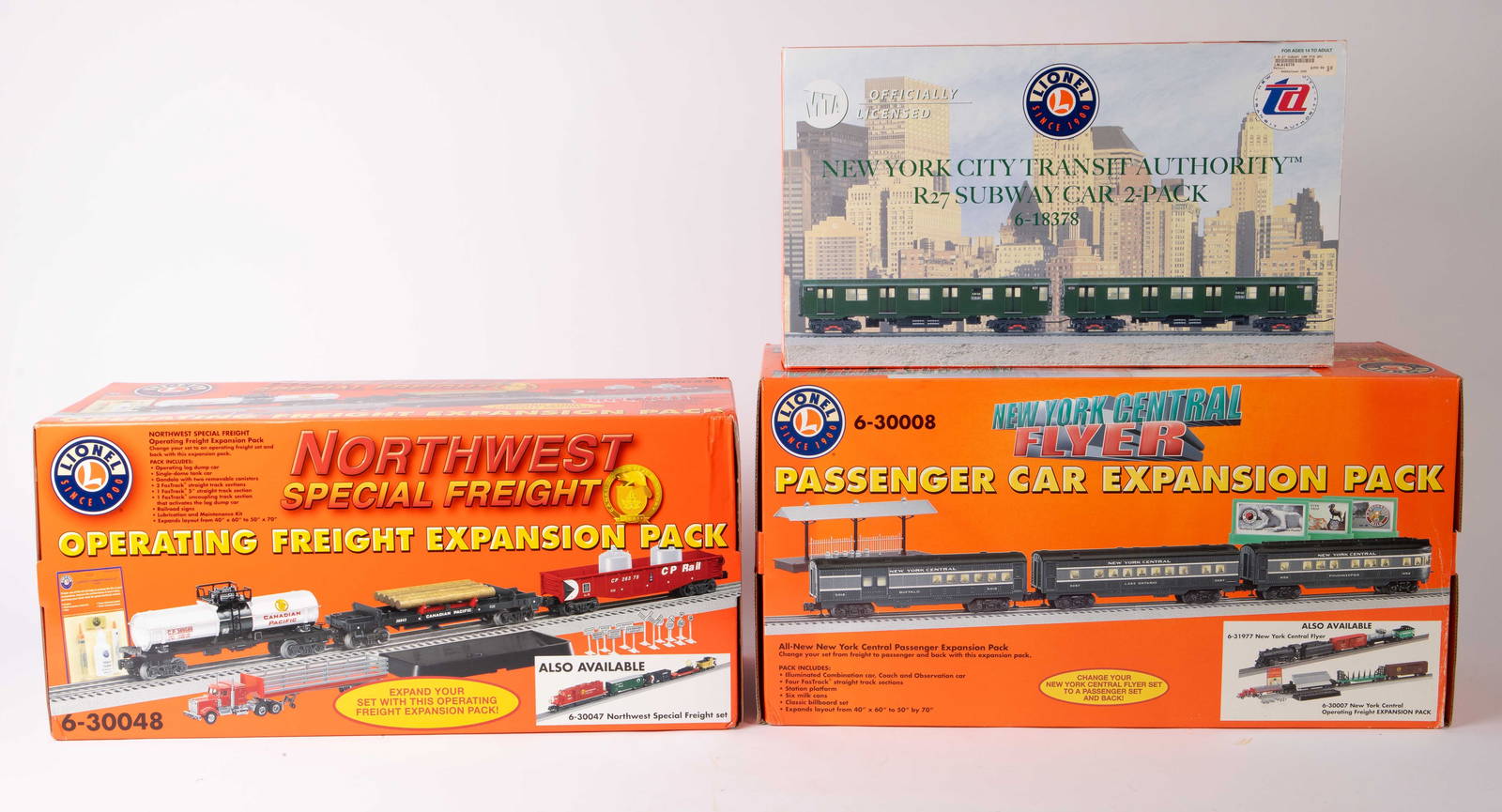 Lionel O-gauge 6-30008, 6-30048, & 6-18378 Sets. Auction