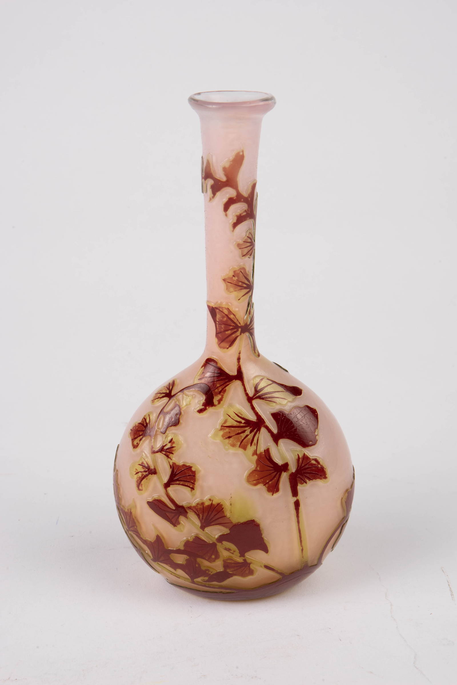 Galle Cameo Glass Solifleur Banjo Vase. Auction