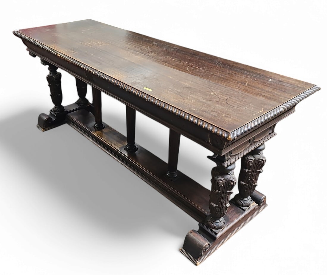 Antique Carved Console Table Or Library Table. Auction