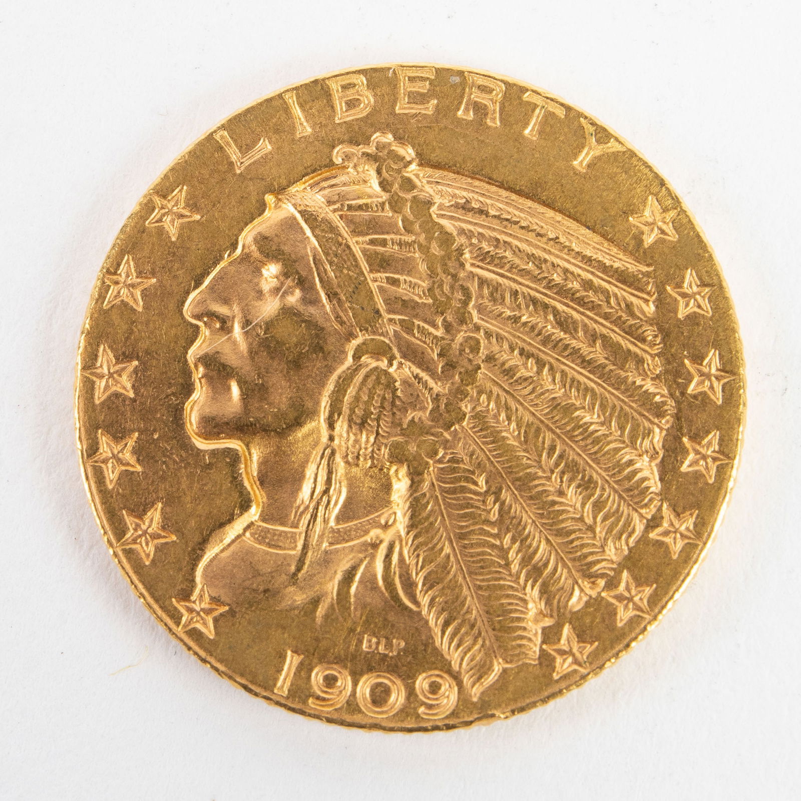 1909-d $5 Indian Head Gold Coin. Auction