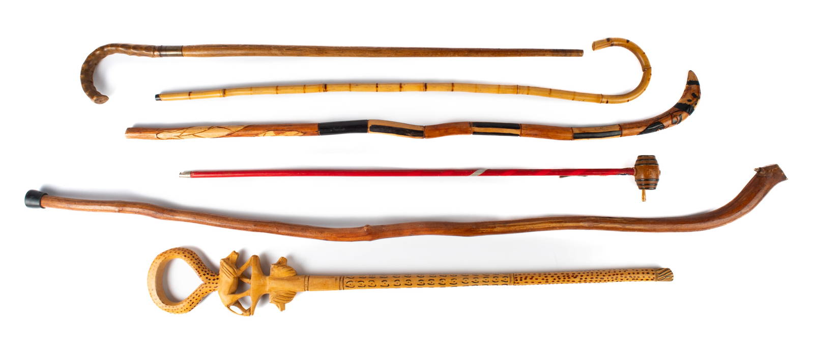 6 Vintage Wooden Canes, World's Fair, African, Etc Auction