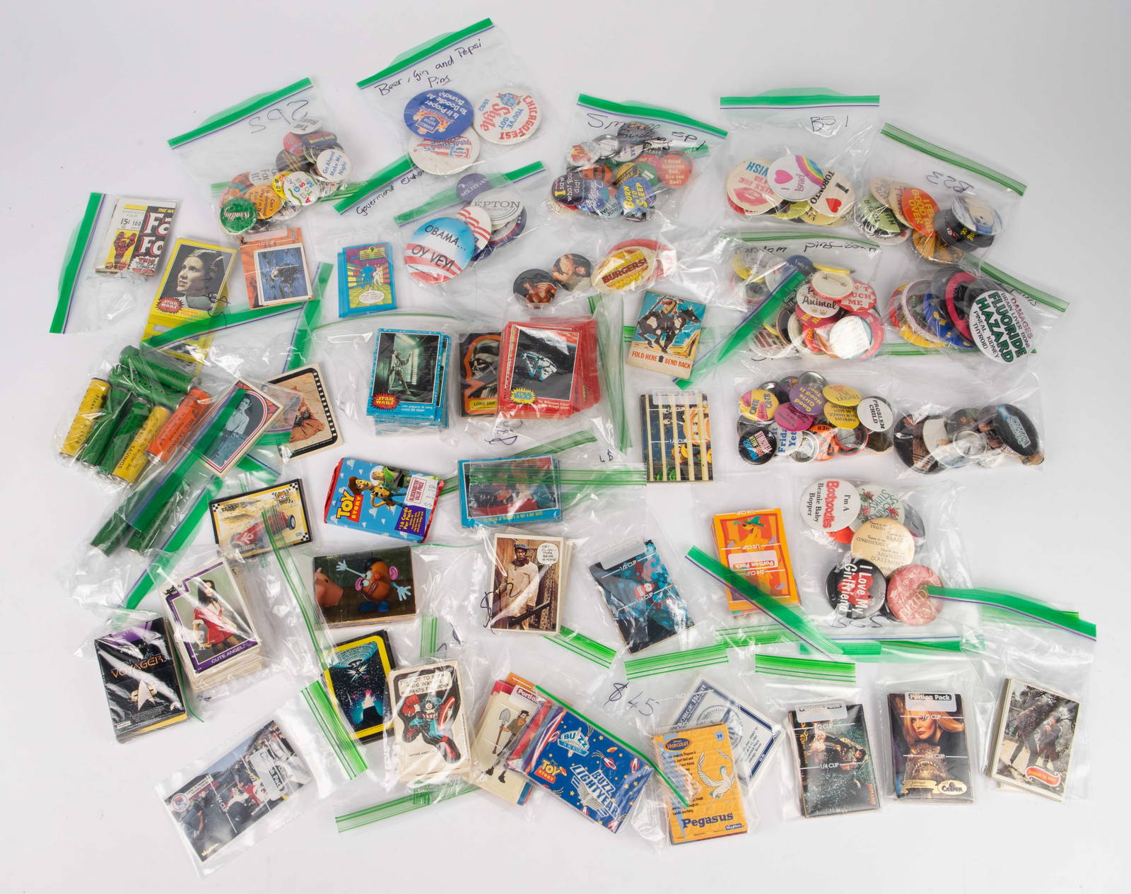 Lot Of Mostly Pinback Buttons & Trading Cards. Auction