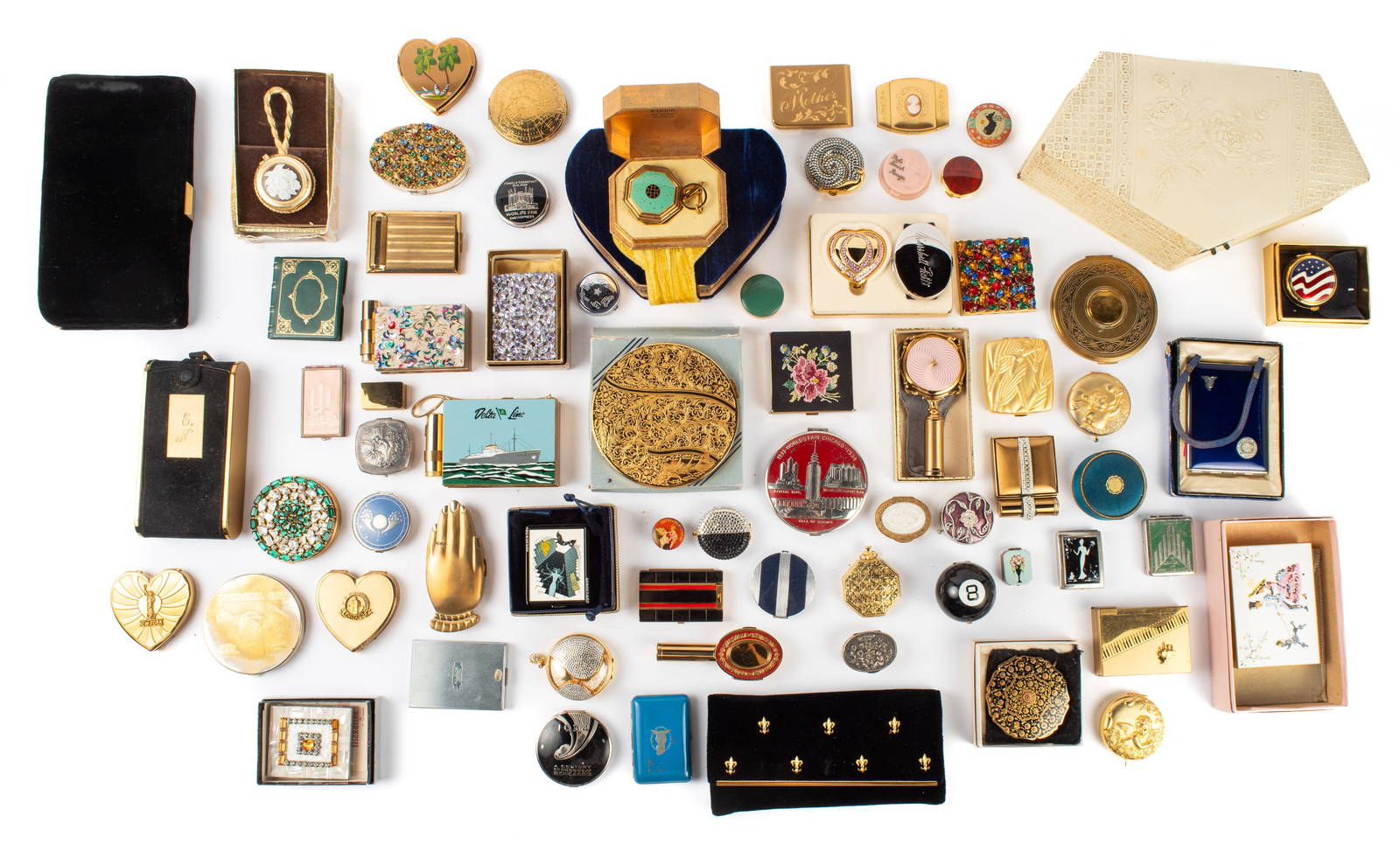 Large Lot Of Vintage Ladies' Compacts & Cases. Auction